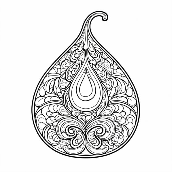Download Intricate Paisley Design in Teardrop Shape Coloring pages ...