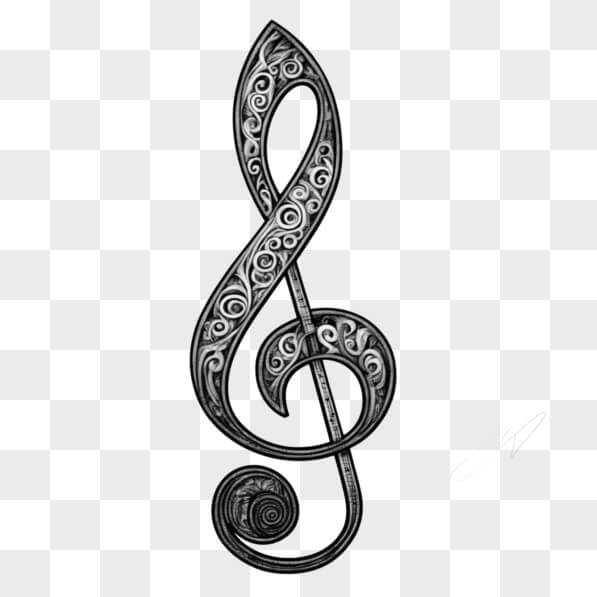 Download Intricately Designed Treble Clef Symbol in Black and White ...