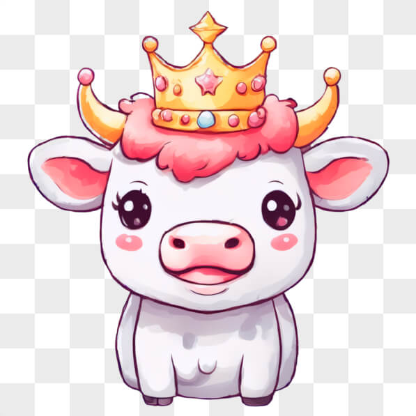 Descarga Ilustración de Vaca Kawaii con Corona Kawaii En Línea ...