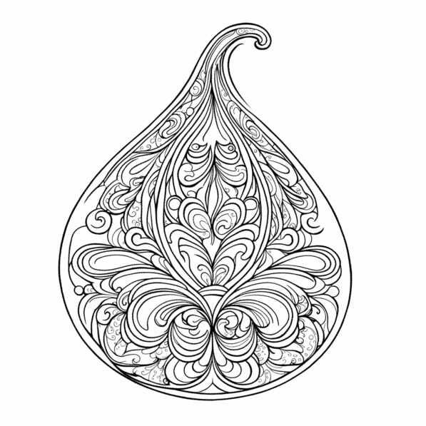 Download Intricate Teardrop Illustration with Floral Patterns Coloring ...
