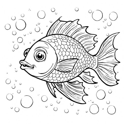 Download Coloring Page of a Cartoon Fish Swimming Underwater Coloring ...