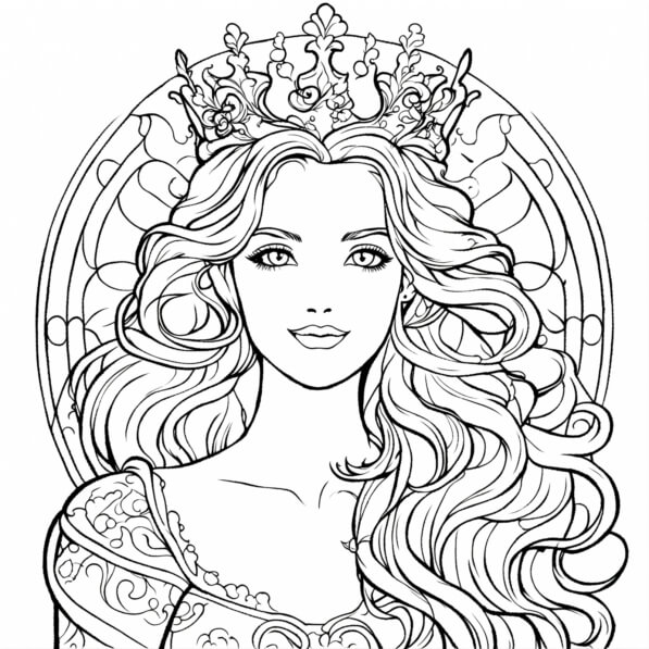 Télécharger Illustration d'une Reine Royale avec Couronne et Cheveux ...