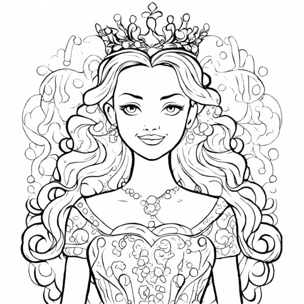 Download Princess Coloring Page with Crown and Jewelry Coloring pages ...