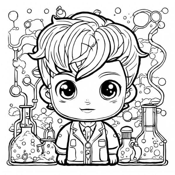 Download Chibi Scientist Character in a Fun Laboratory Coloring pages ...