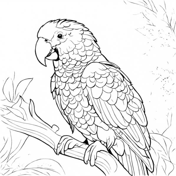 Download Papegaai Lijntekening voor Kleuractiviteiten Kleurplaten online op Creative Fabrica