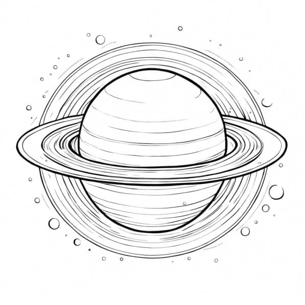 Download Line Drawing of Saturn with Rings Coloring pages Online ...