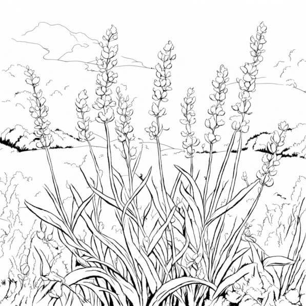 Download Lavender Field with Rolling Hills and Clouds Coloring pages ...