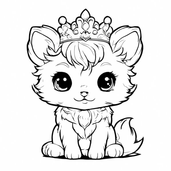 Download Cute Cartoon Animal with a Crown Coloring pages Online ...