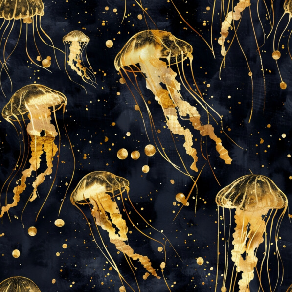 Download Artistic Jellyfish Pattern with Gold Colors Patterns Online ...