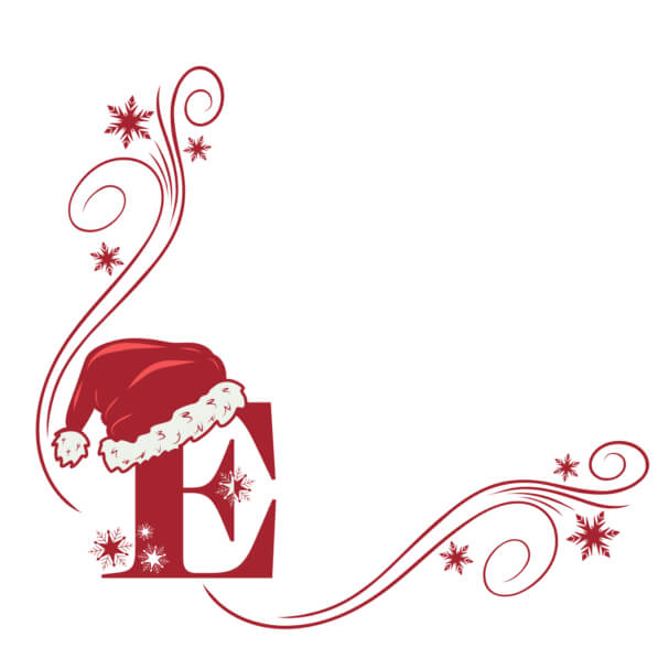 Download Festive Letter 'E' Design with Santa Hat Borders & Corners ...
