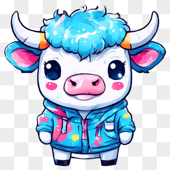 Descarga Lindo personaje de vaca Kawaii en sudadera colorida Kawaii En ...