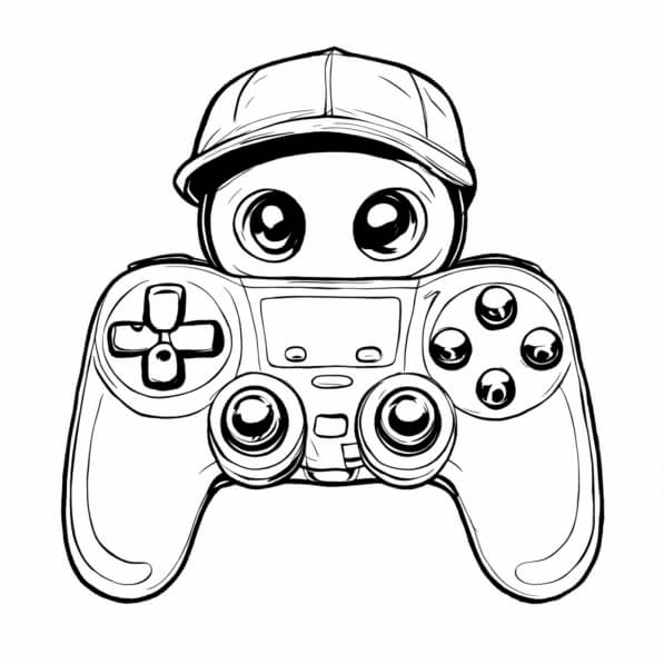 Download Cartoon Character Made from Gaming Controller Coloring pages ...
