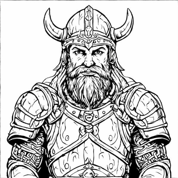 Descarga Ilustración de Guerrero Vikingo Páginas para colorear En Línea - Creative Fabrica