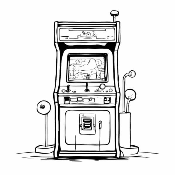 Télécharger Illustration d'une machine de jeu d'arcade vintage Pages de coloriage En Ligne ...