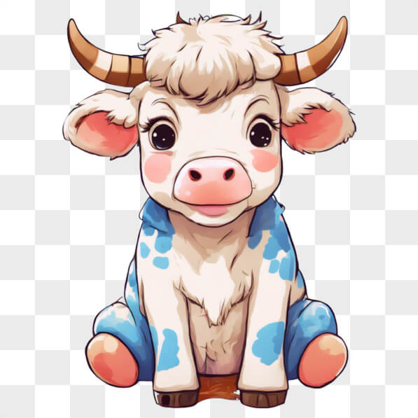 Download Kawaii Calf Character with Big Eyes and Blue Spots Kawaii ...