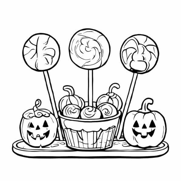 Download Halloween Treats with Candies and Pumpkins Coloring pages ...