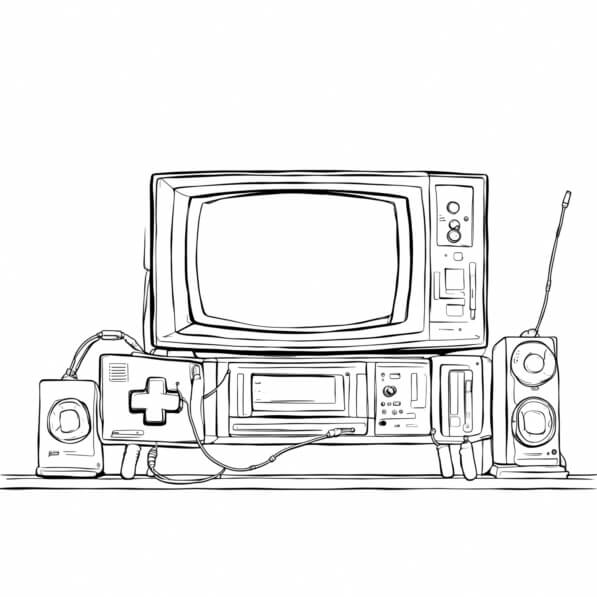 Download Vintage Entertainment Setup with Television and Gaming Console ...