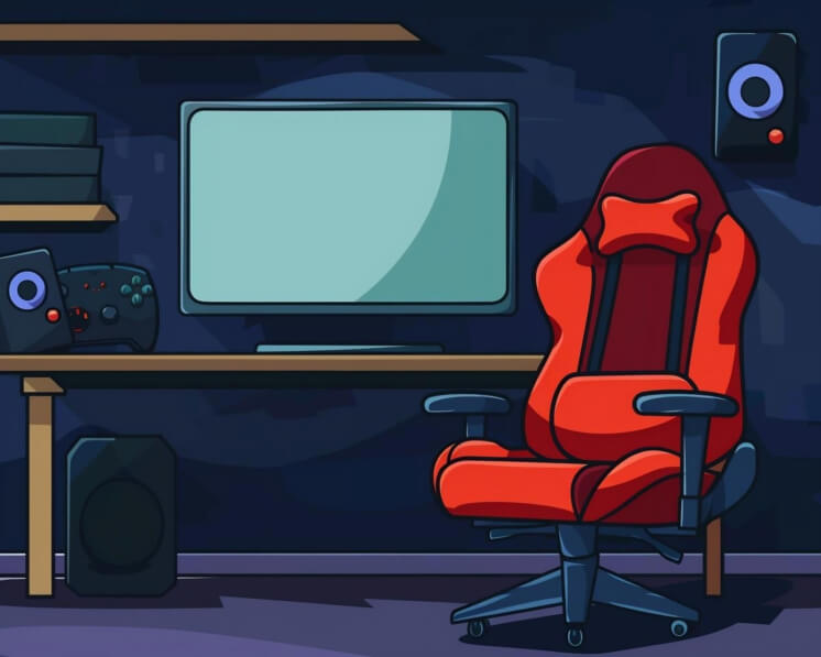 Download Cozy Gaming Setup with Red Chair Backgrounds Online - Creative ...