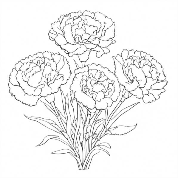 Descarga Dibujo Lineal de Cuatro Claveles Páginas para colorear En ...