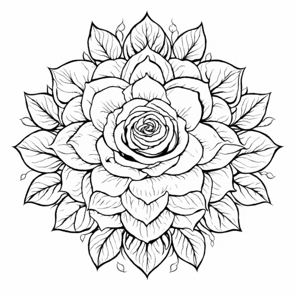 Download Intricate Rose Mandala Drawing Coloring pages Online ...