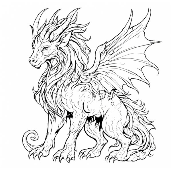 Download Mythical Creature in Intricate Line Art Coloring pages Online ...