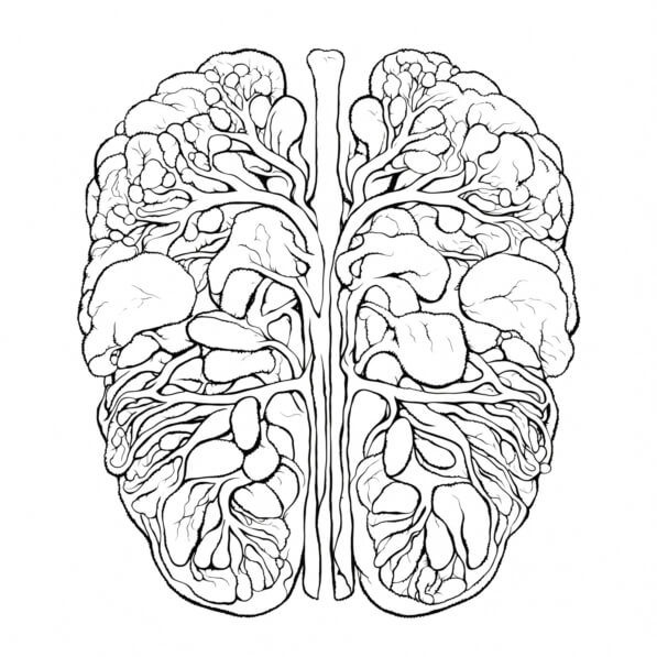 Download Detailed Line Drawing of the Human Brain Coloring pages Online ...