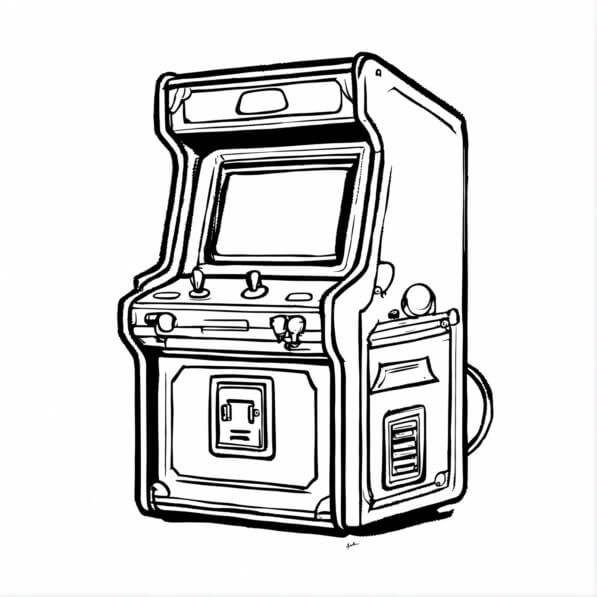 Download Classic Arcade Game Machine Illustration Coloring pages Online ...
