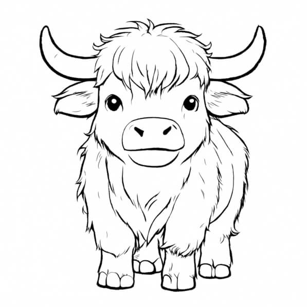 Highland-Kuh Ausmalbild Malvorlagen online herunterladen – Creative Fabrica