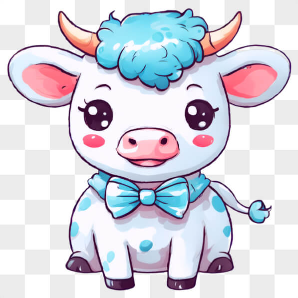 Baixe Personagem de Vaca Kawaii com Cabelo Azul e Gravata Borboleta ...
