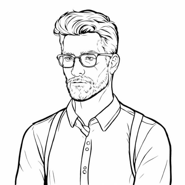 Download Stylized Line Drawing of a Man Coloring pages Online ...