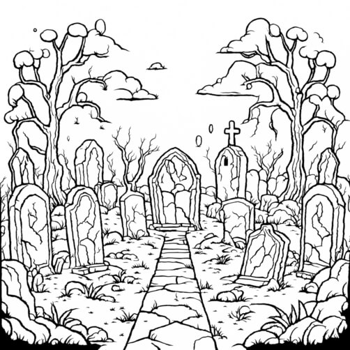 Download Black and White Cemetery Coloring Page Coloring pages Online ...