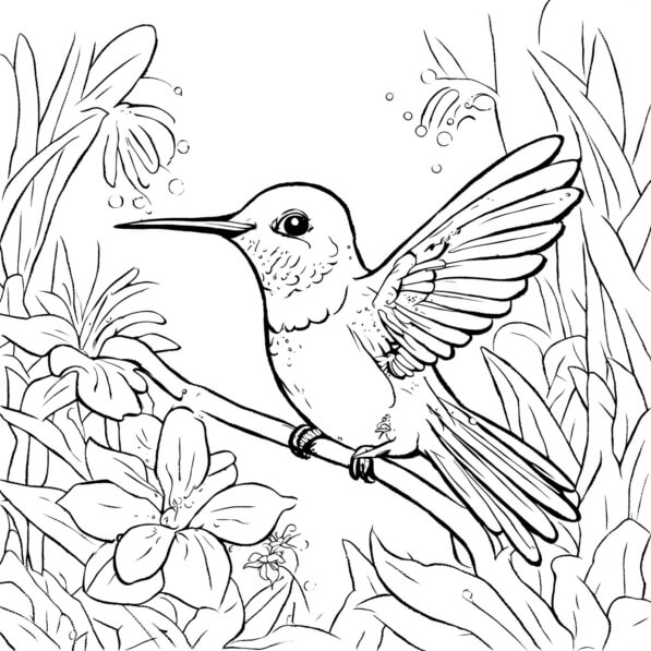 Download Detailed Hummingbird Line Art for Coloring Coloring pages ...