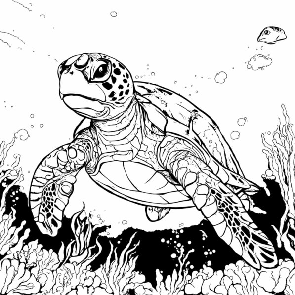 Download Sea Turtle Swimming Underwater Coloring pages Online ...