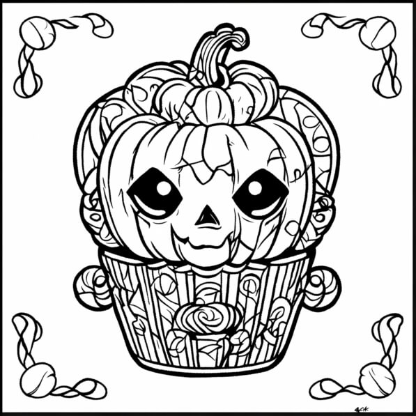 Download Whimsical Halloween Cupcake Coloring pages Online - Creative ...