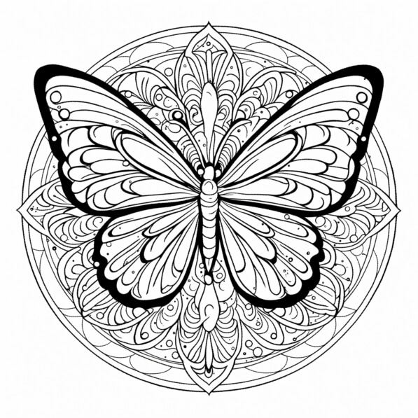 Download Intricate Line Drawing of a Butterfly in Mandala Design ...