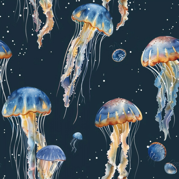 Download Colorful Jellyfish in a Starry Underwater Scene Patterns ...