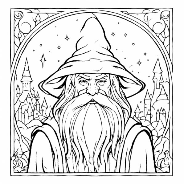 Download Wise Wizard in Fantasy Landscape Coloring pages Online ...