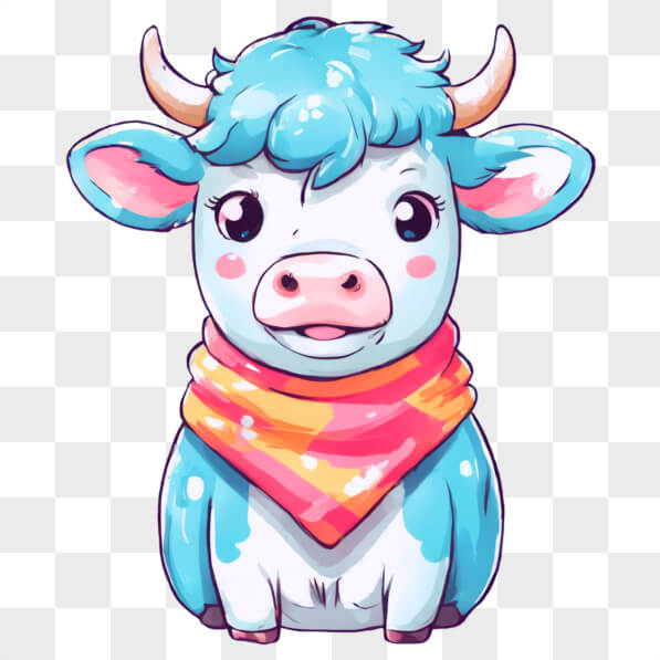Descarga Personaje de Vaca de Dibujos Animados Kawaii con Bufanda ...