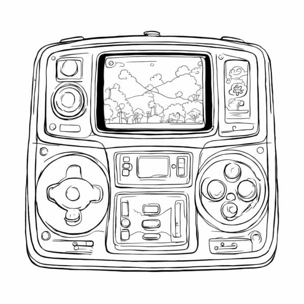 Download Retro Handheld Gaming Console with Scenic Display Coloring ...