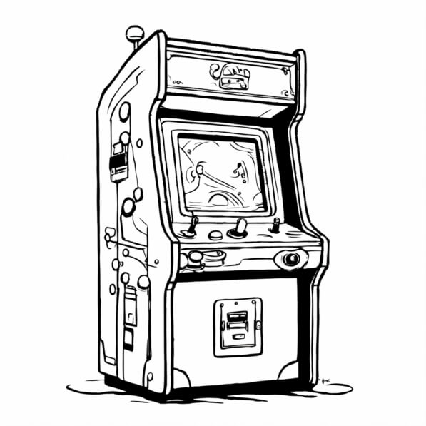 Download Vintage Arcade Game Machine in Line Art Style Coloring pages ...