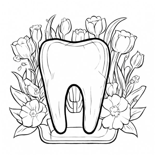 Download Tooth Surrounded by Flowers Coloring pages Online - Creative ...
