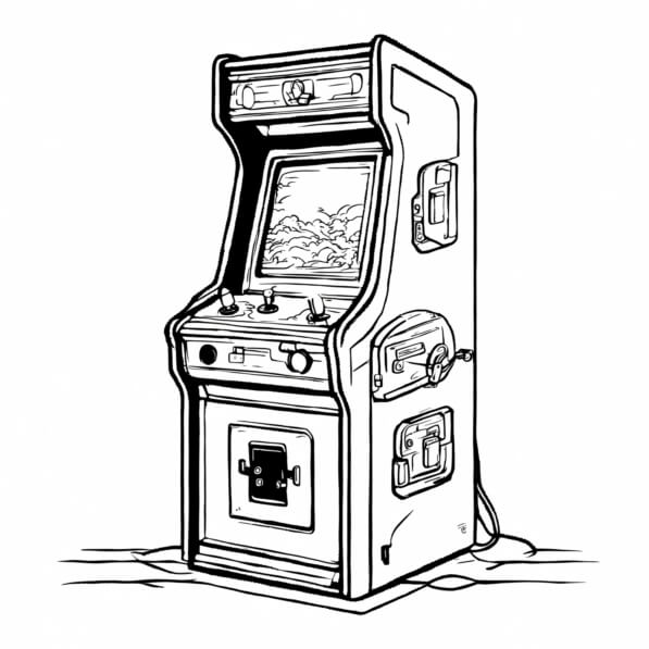 Download Retro Arcade Game Machine Coloring pages Online - Creative Fabrica