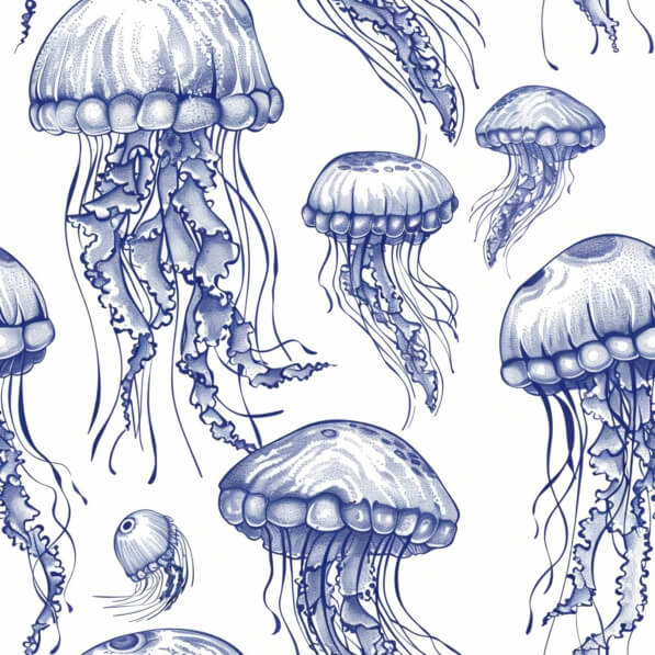 Download Illustration of Jellyfish in Blue Hues Patterns Online ...