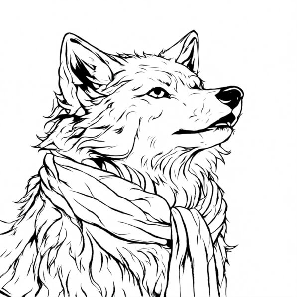 Baixe Ilustração Estilizada de Lobo com Lenço Coloring pages - Creative ...