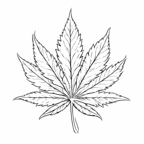 Download Line Drawing of a Cannabis Leaf Coloring pages Online ...