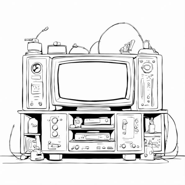 Download Vintage Television and Electronics Setup Coloring pages Online ...