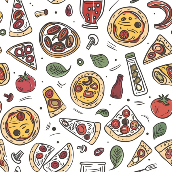 Baixe Padrão Colorido de Pizza com Vários Ingredientes Padrões ...