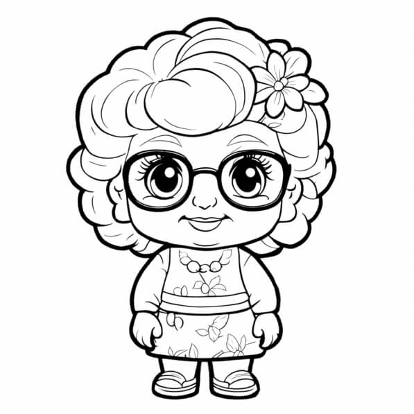 Download Cute Cartoon Grandma Character Illustration for Coloring ...