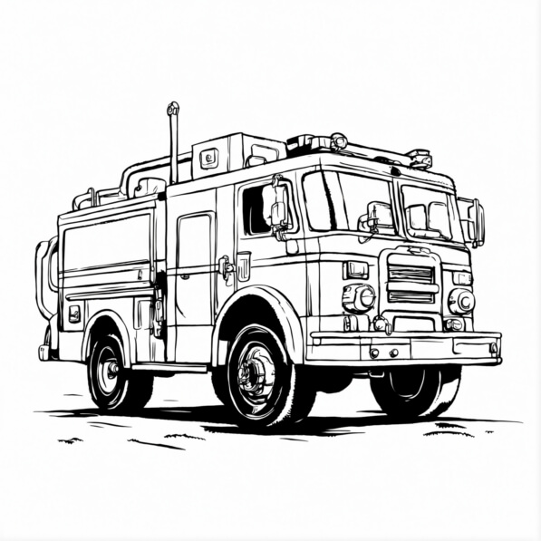 Download Line Drawing of a Fire Truck Coloring pages Online - Creative ...