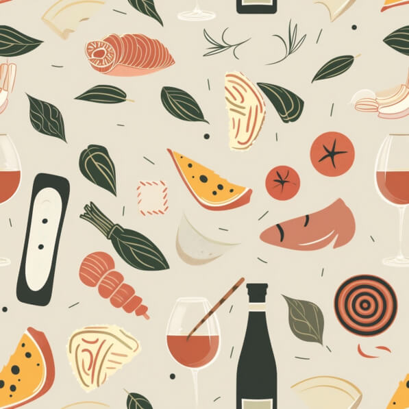 Download Colorful Food Pattern with Various Culinary Items Patterns ...